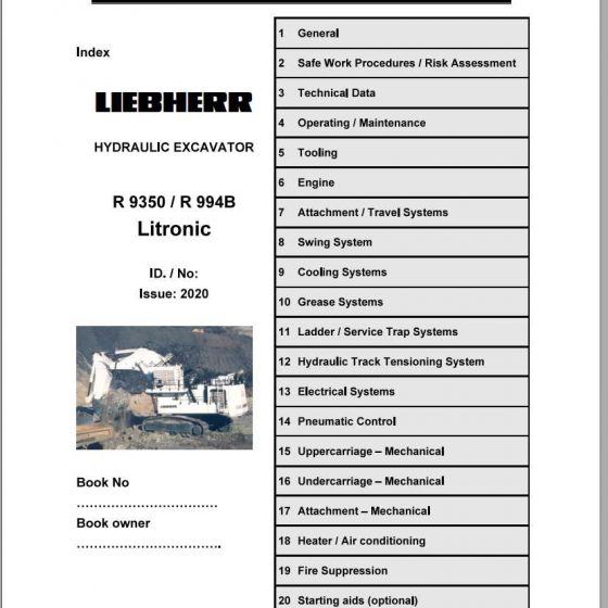Liebherr Hydraulic Excavators R996B 26049 Service Manual