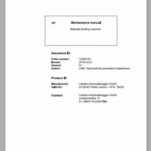 Liebherr Material Handling Machine LH50 M Timber LI Maintenance Manual