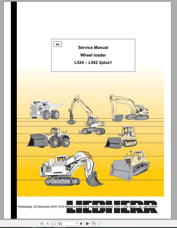 Liebherr Wheel Loader L524 - L542 2plus1 Service Manuals