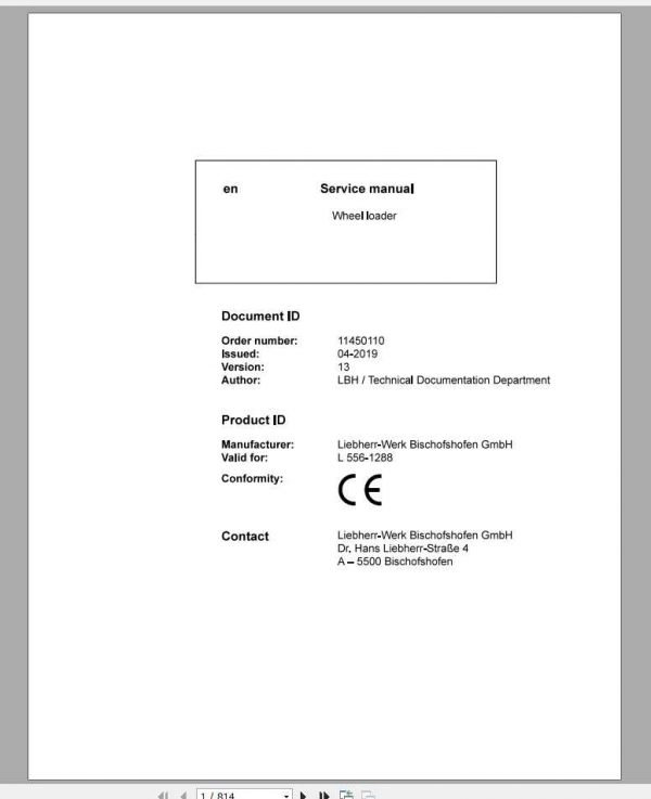 Liebherr Wheel Loader L556_1288 Service Manuals