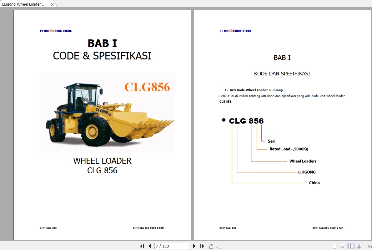 Liugong Wheel Loader CLG856 Operation and Maintenance Manual