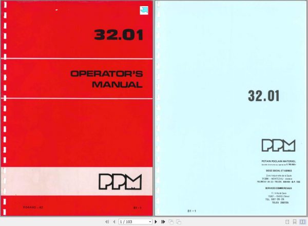 Terex PPM Crane 32.01 Schematic Diagram Operators Maintenance Manual ...