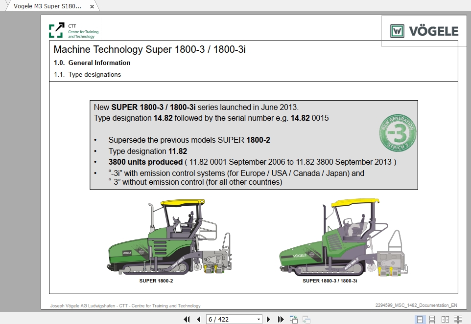 Vogele M3 Super S1800-3, S1800i-3 Training Manual