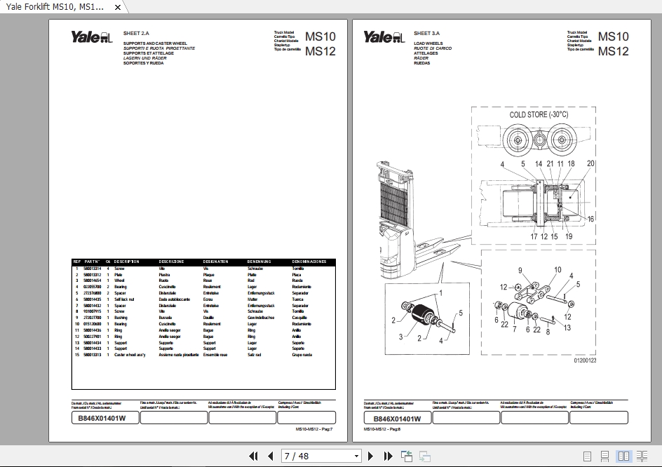 Yale Forklift MS10, MS12 (B846) Parts Manual_272494200