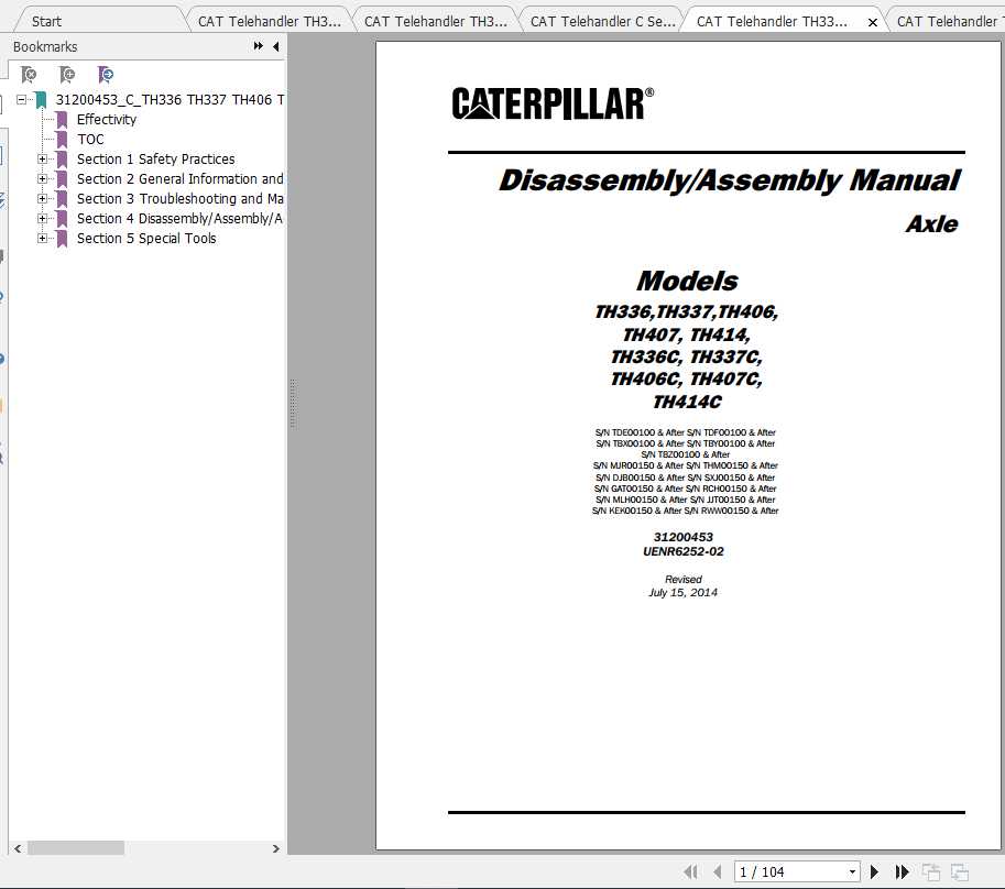 CAT Telehandler TH337C Operation Parts And Maintenance Manual cat-telehandler-th337c-operation-parts-and-maintenance-manual