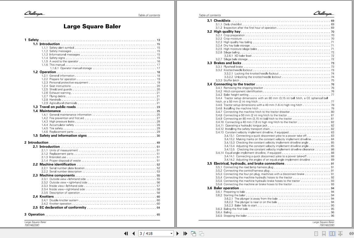 Challenger SA 2240-2290 Large Square Baler Operator Manual