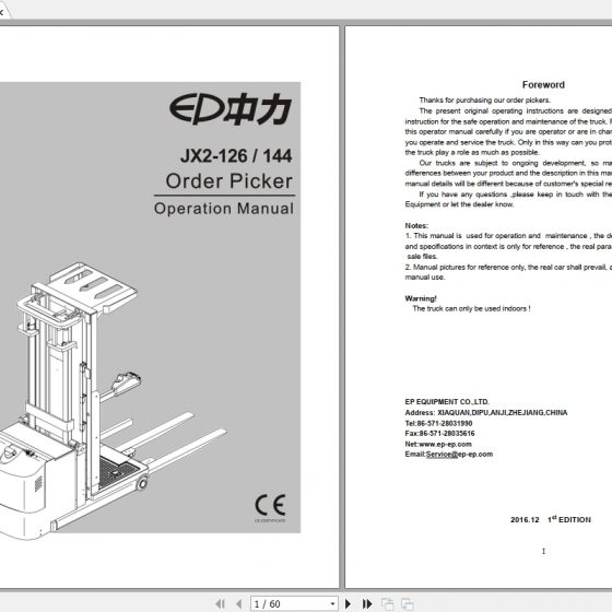 EP Order Picker J2-3 Operation Manual