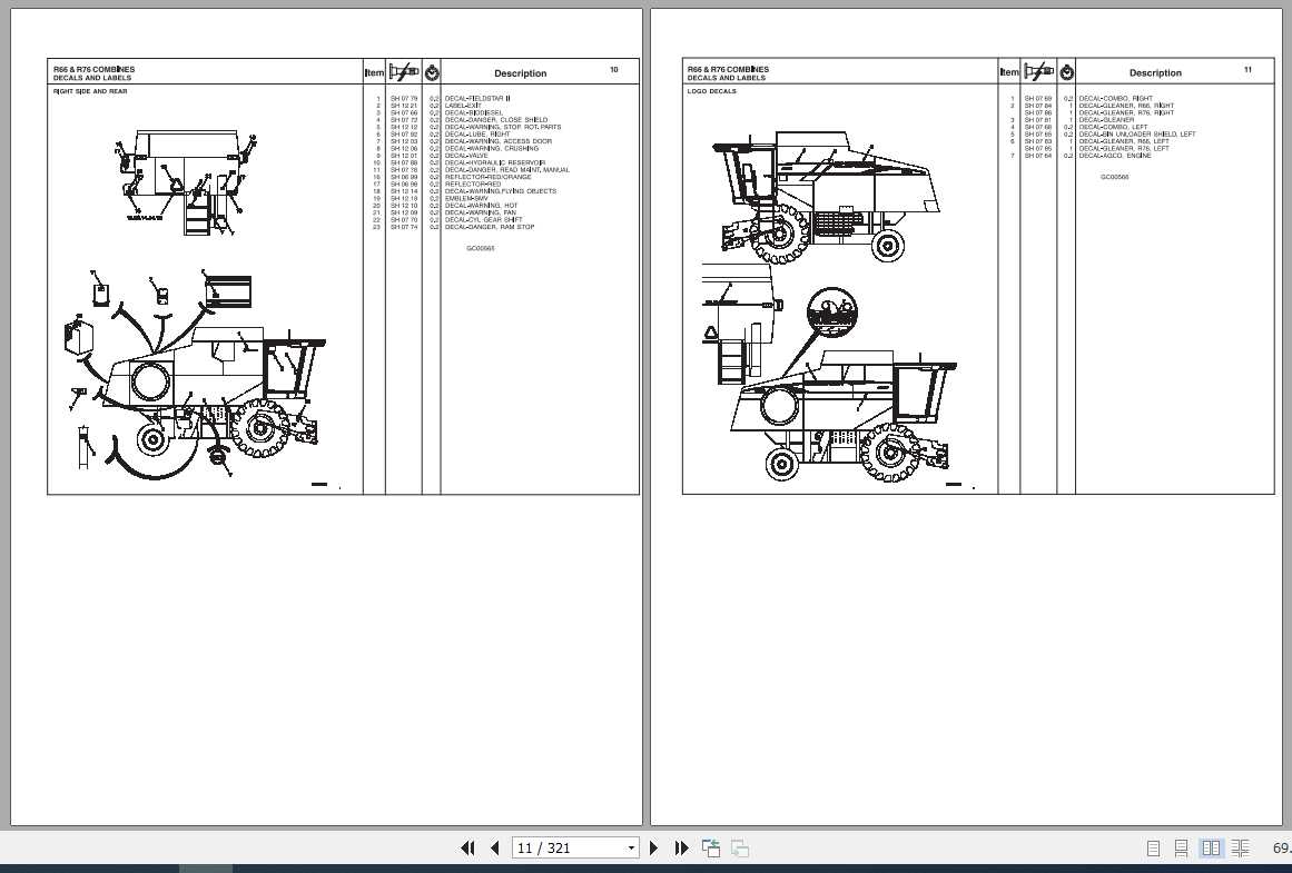 Gleaner NA Harvesting R66 R76 Combine Repair Time Schedule_79033166A