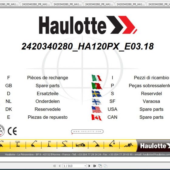 Haulotte Articulated Boom Lift HA260-80 Parts Manual