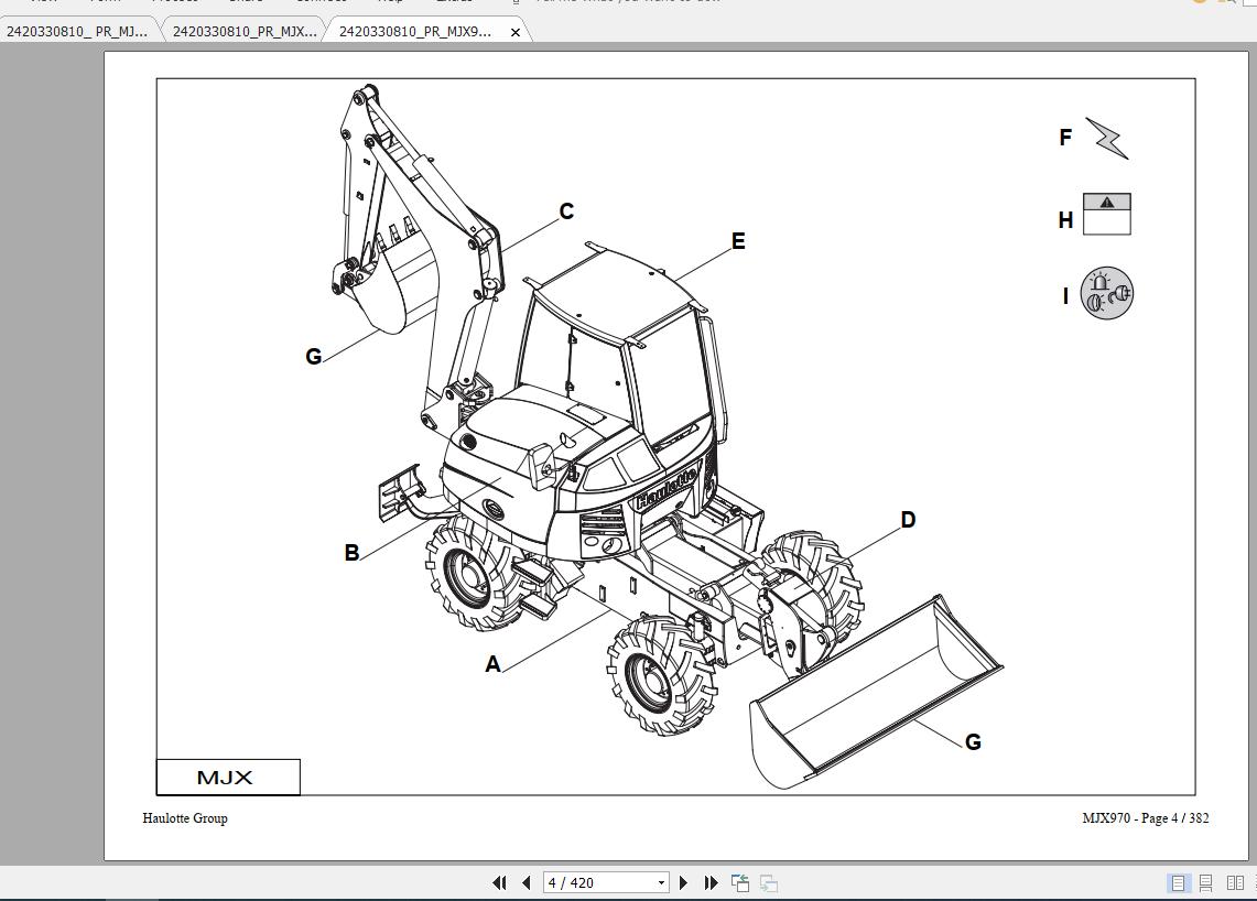 Haulotte Backhoe Loader MJX970 Parts Manual_2420330810