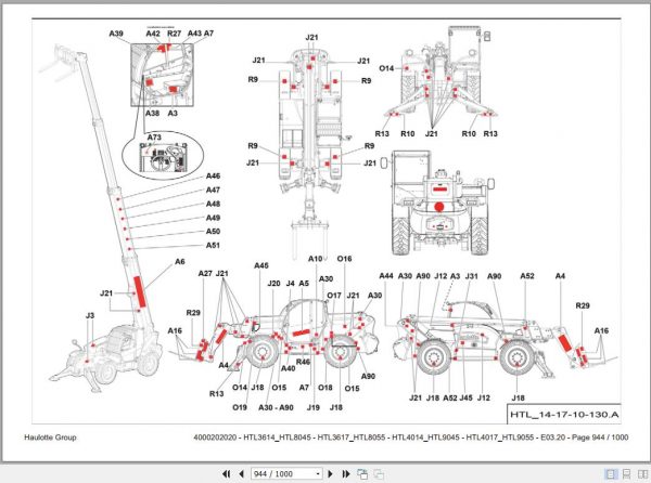 Haulotte Lift Telehandler HLT 3614-9055 Spare Parts_4000202020