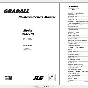 JLG-Gradall TeleHandler 544D-10 Operators Service & Parts Manuals