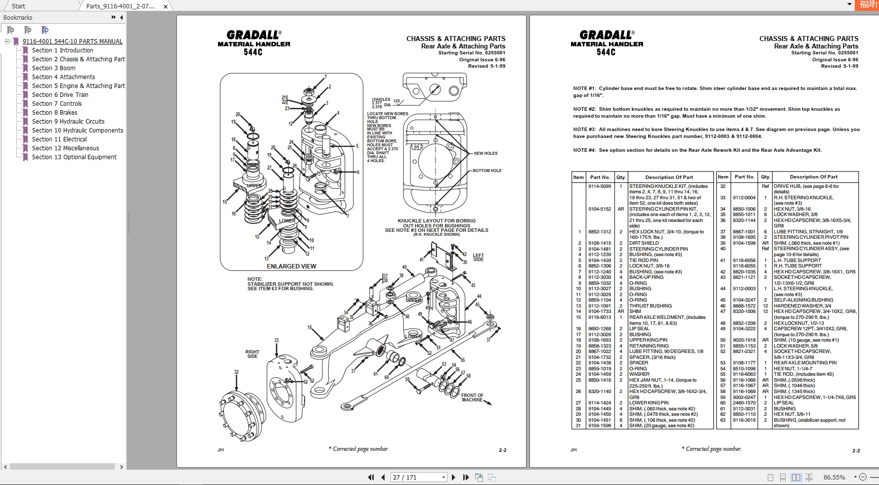JLG-Gradall TeleHandler 544C10 Part Manual_91164001