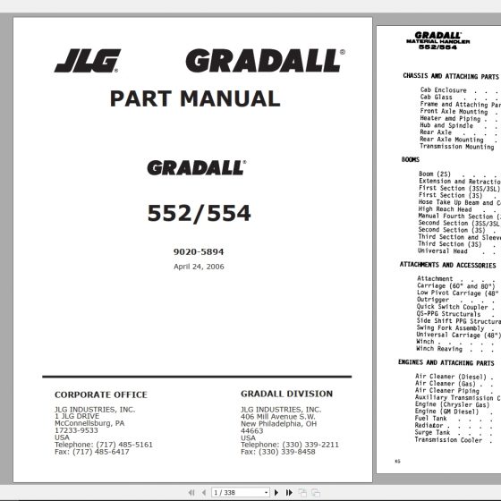 JLG-Gradall TeleHandler G6-42P Operators Service & Parts Manuals
