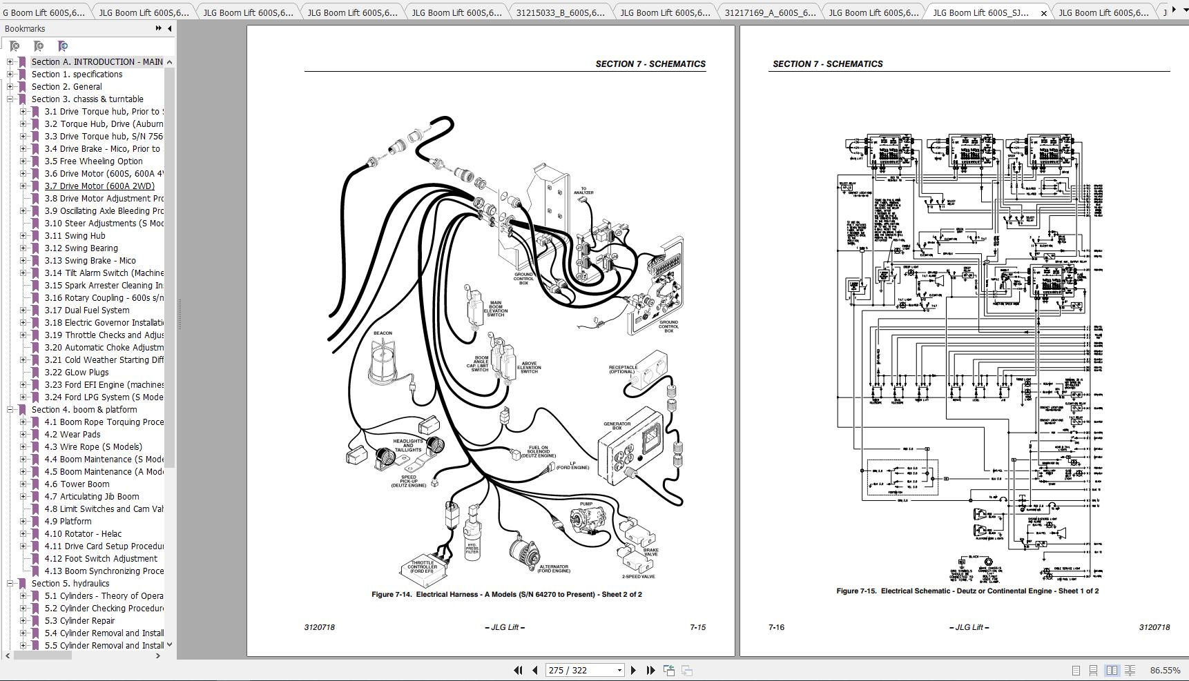 JLG Boom Lift 600S,660SJ,600SJ Operation, Service & Parts Manuals