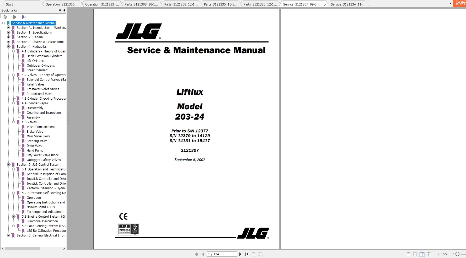 JLG Liftlux 210-25 245-25 Operators Service & Parts Manuals