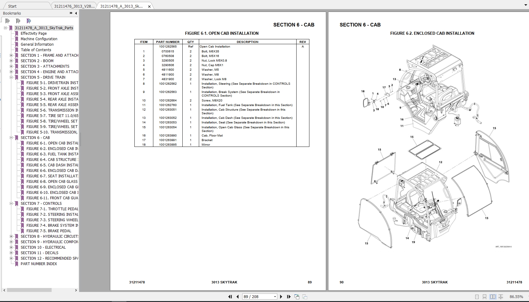 JLG SkyTrak TeleHandler 3013 Operators & Parts Manuals