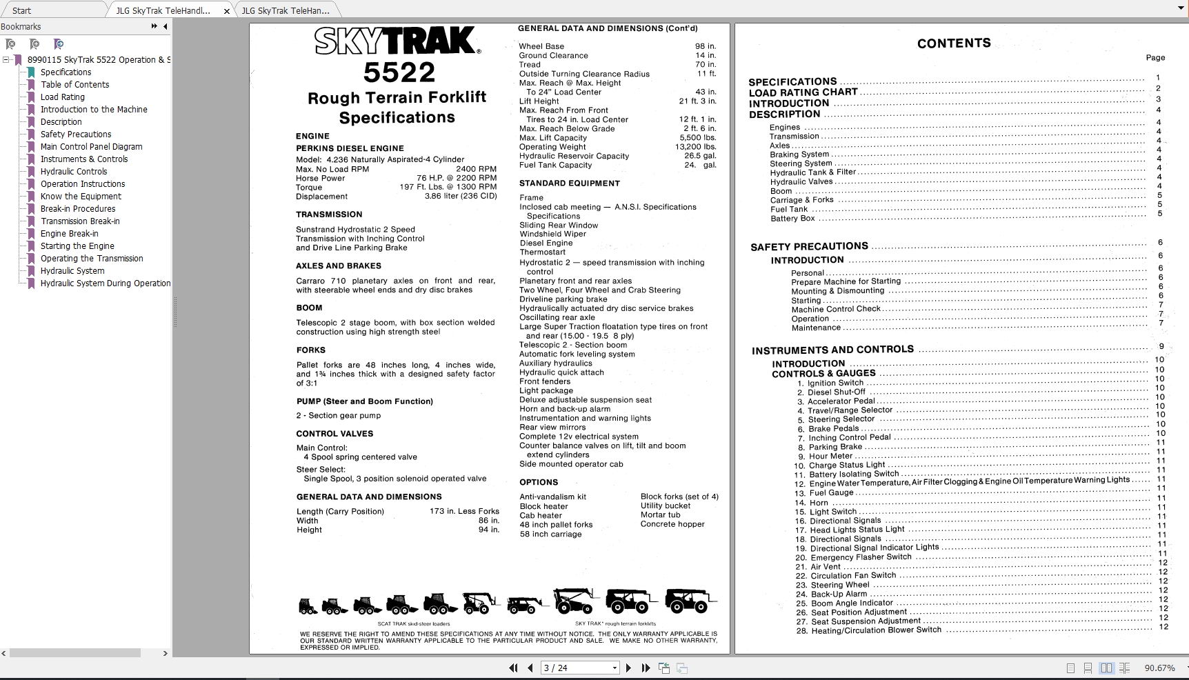 JLG SkyTrak TeleHandler 5522 Operators & Safety Manual