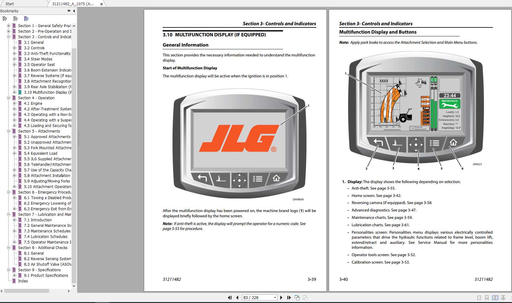 JLG Telehandler 1075 Parts Manual_31211482