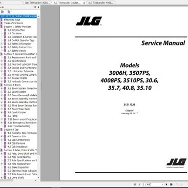 JLG Telehandler 4017 Operation, Service & Parts Manuals