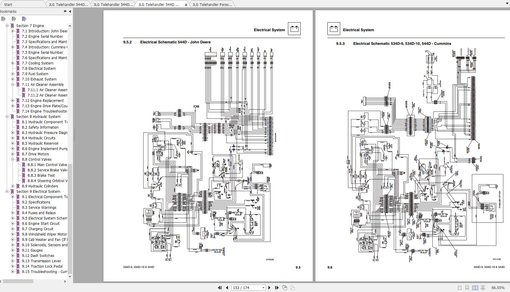 JLG Telehandler 544D Operation, Service & Parts Manuals