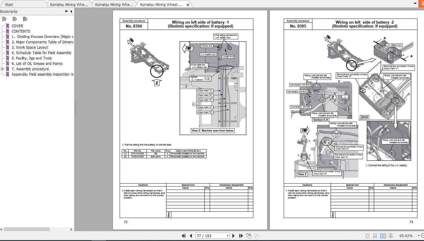 Komatsu Mining Wheel Loaders WA800-3 Field Assembly Manual