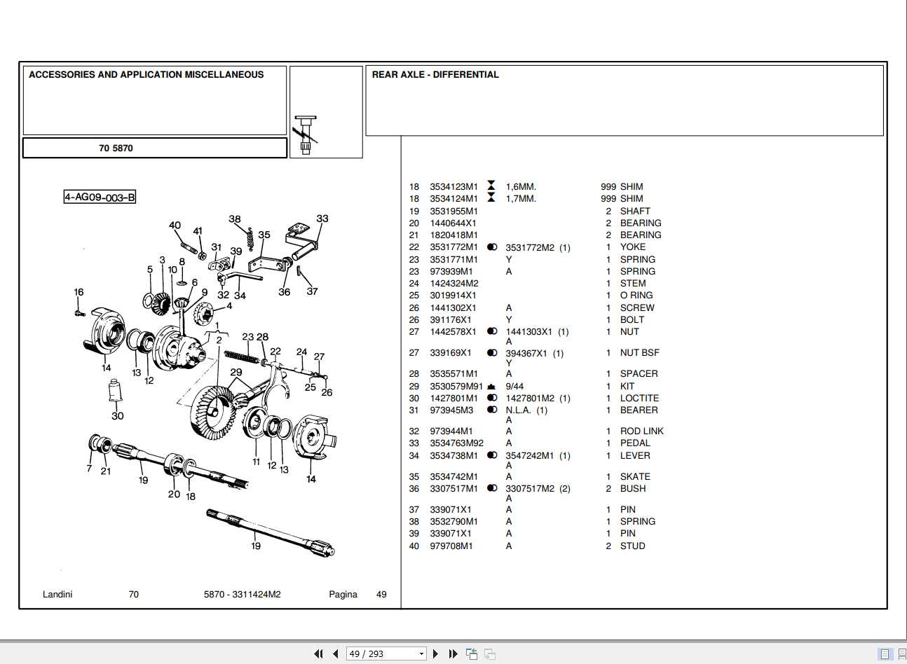 Landini Tractor 5870 Parts Catalog 3311424M2