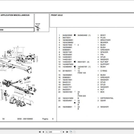 Landini Tractor 6830 Parts Catalog 3310499M2