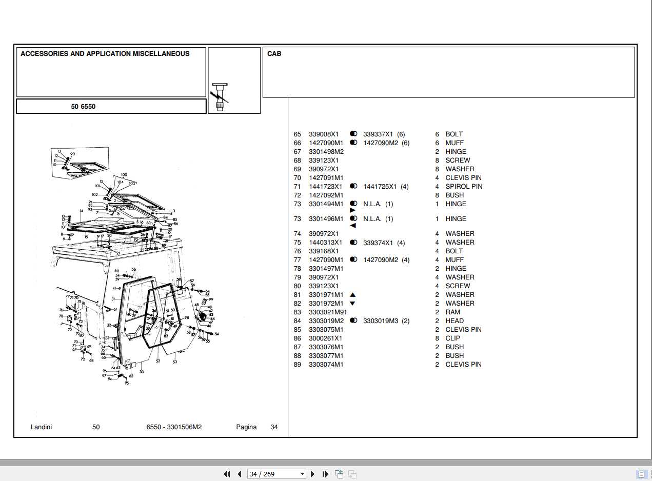 Landini Tractor 6550 Parts Catalog 3301506M2