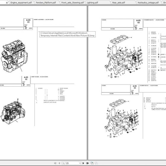 Landini Tractor 6860 New Parts Catalog 3671271M2