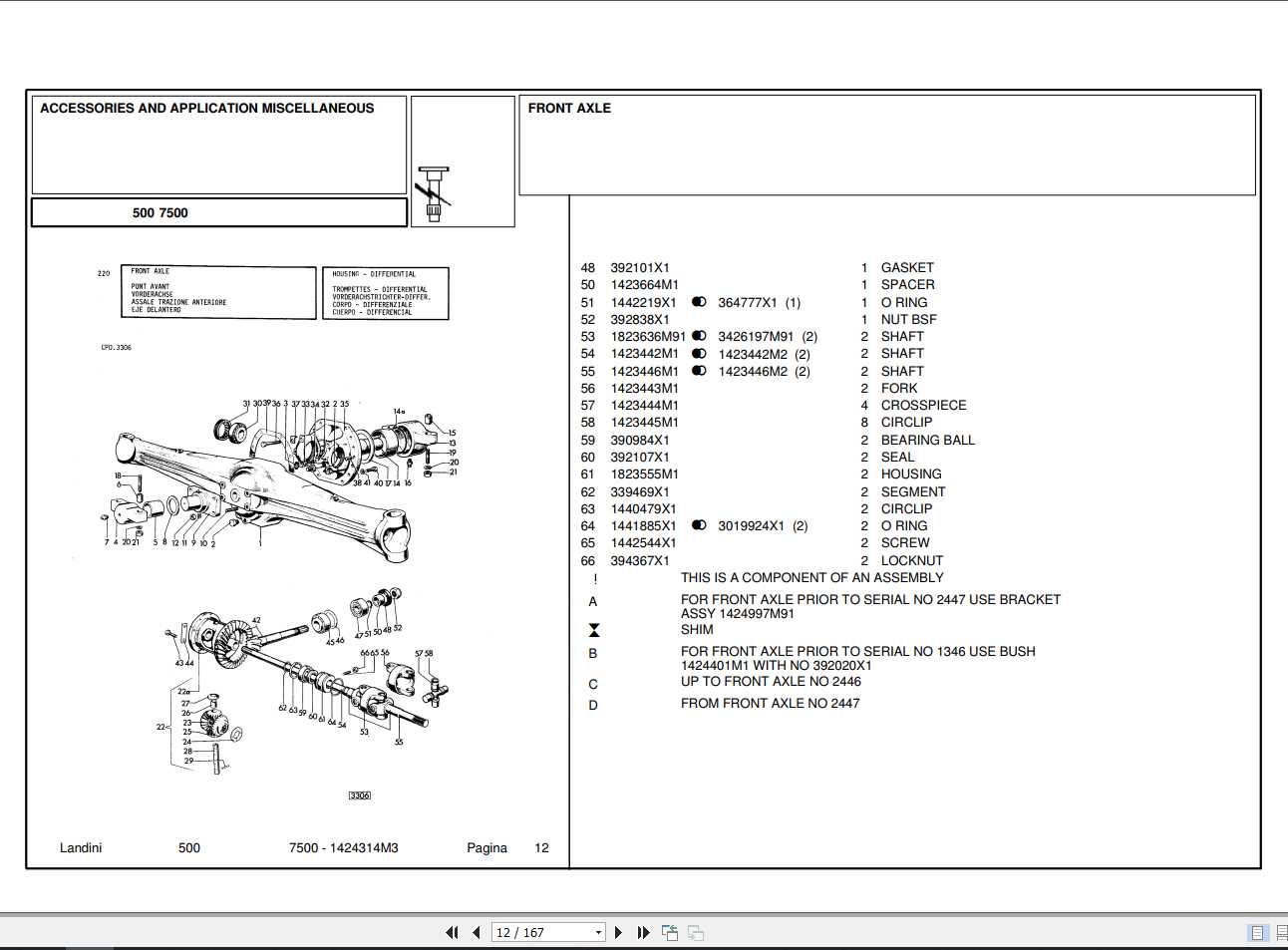Landini Tractor 7500 Parts Catalog 1424314M3