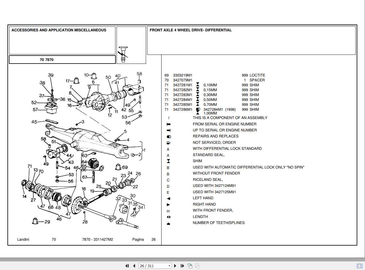 Landini Tractor 7870 Parts Catalog 3311427M2