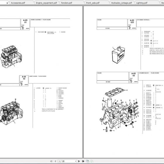 Landini Tractor 9080 Parts Catalog
