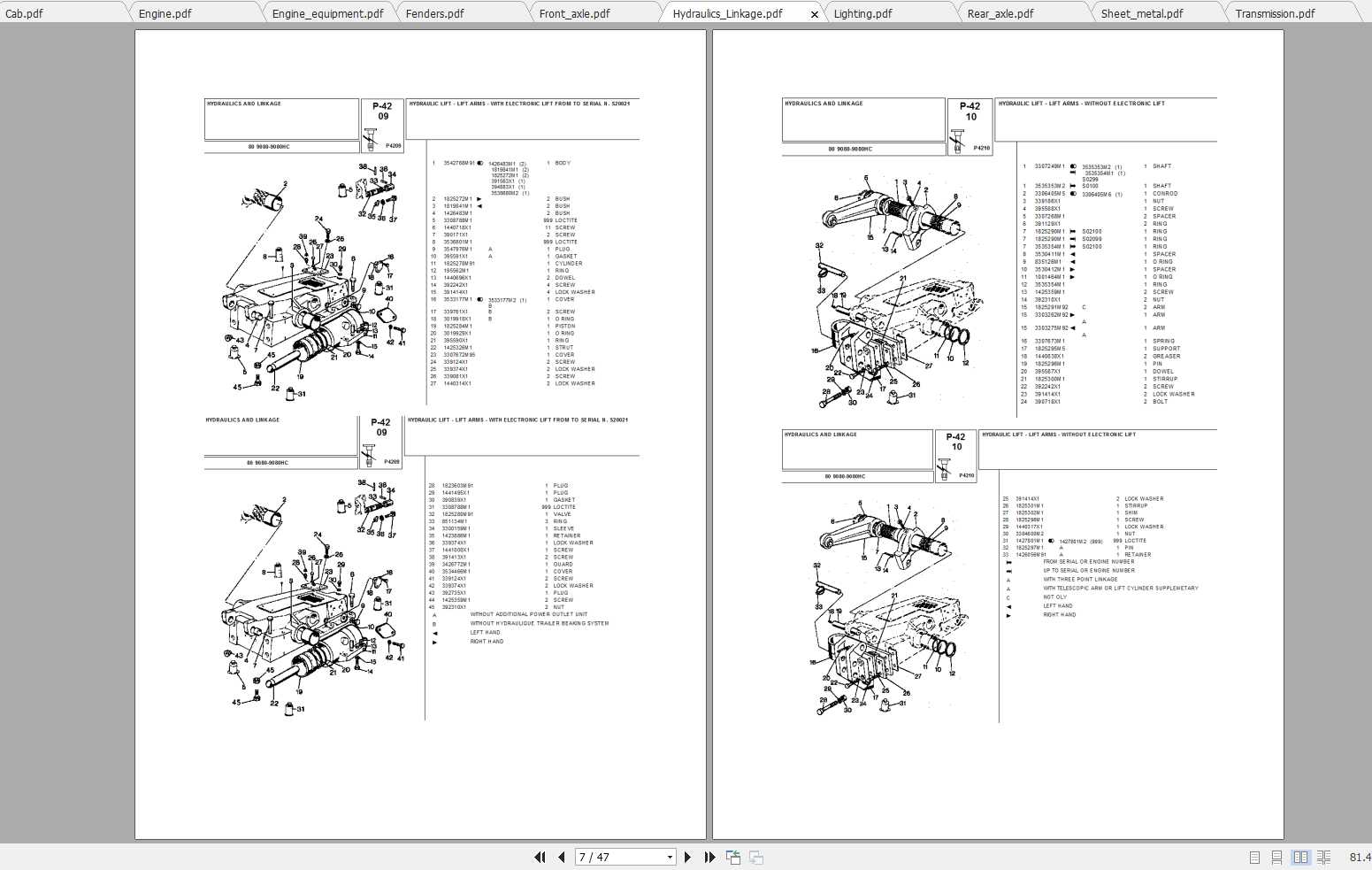 Landini Tractor 9080 Parts Catalog