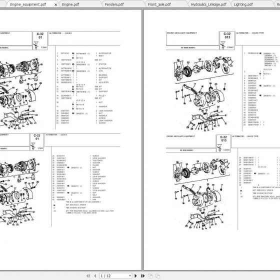 Landini Tractor 10000 Parts Catalog 3302311M4