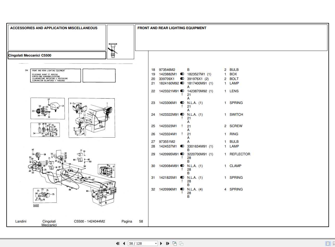 Landini Tractor C5500 Parts Catalog 1424044M2