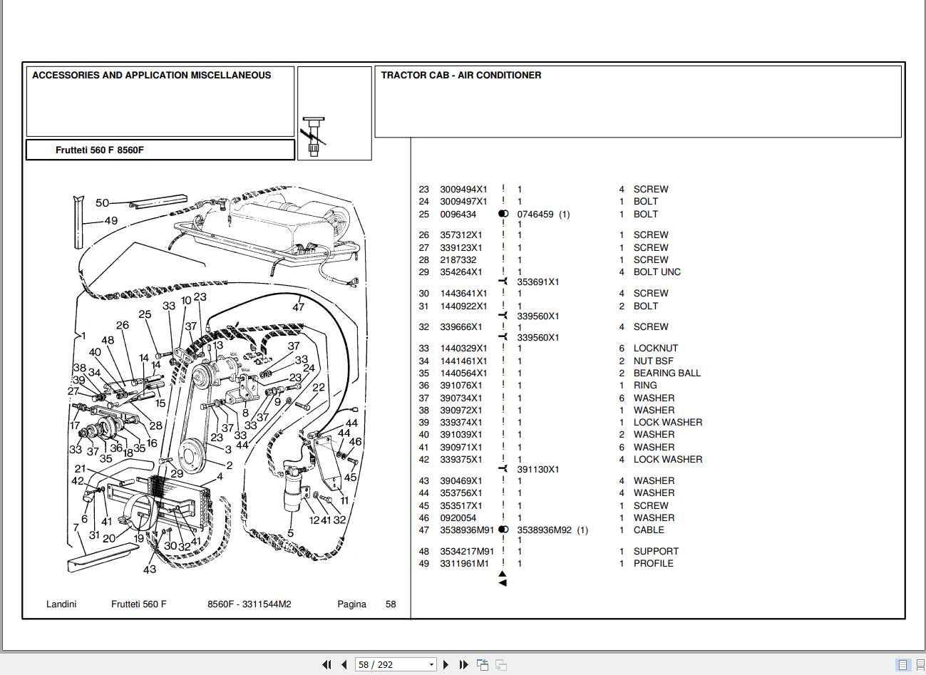 Landini Tractor Frutteti 8560F Parts Catalog 3311544M2