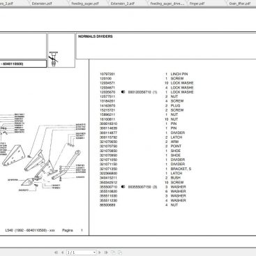 Laverda Header L480 Parts Catalog