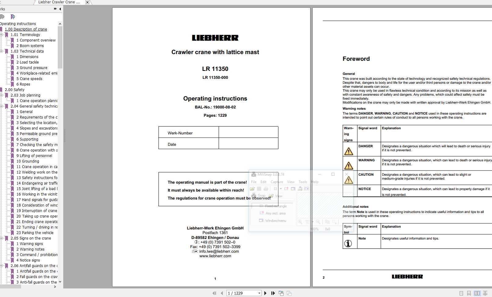 Liebher Crawler Crane LR11350 19000-08-02 Operating Instructions_EN