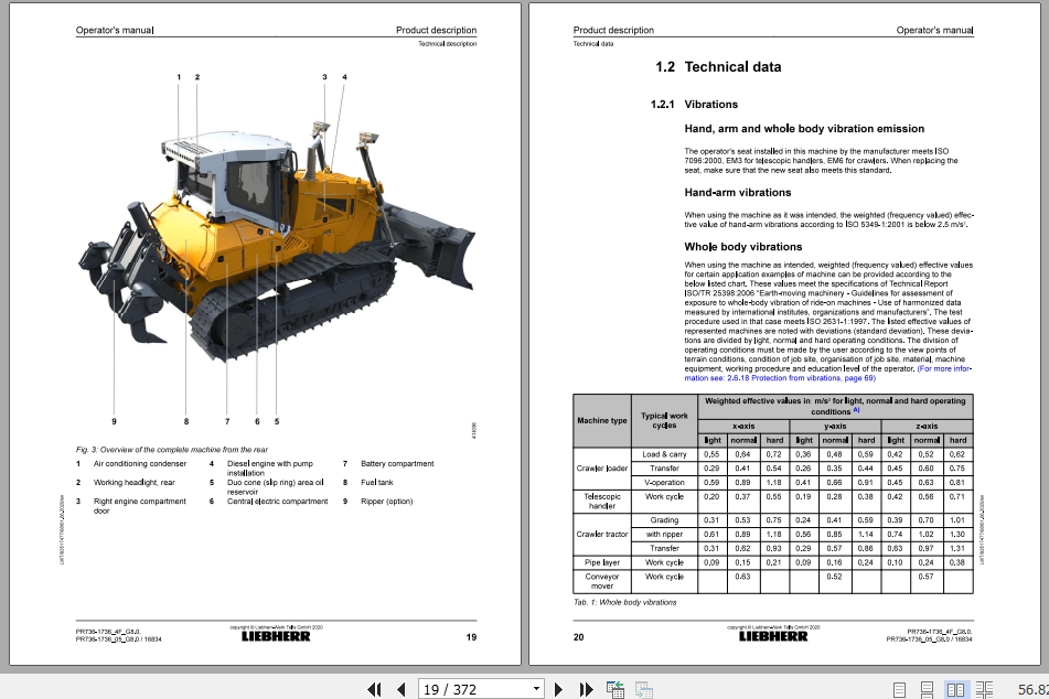 Liebherr Crawler Dozer PR736 16834 Operating Manual