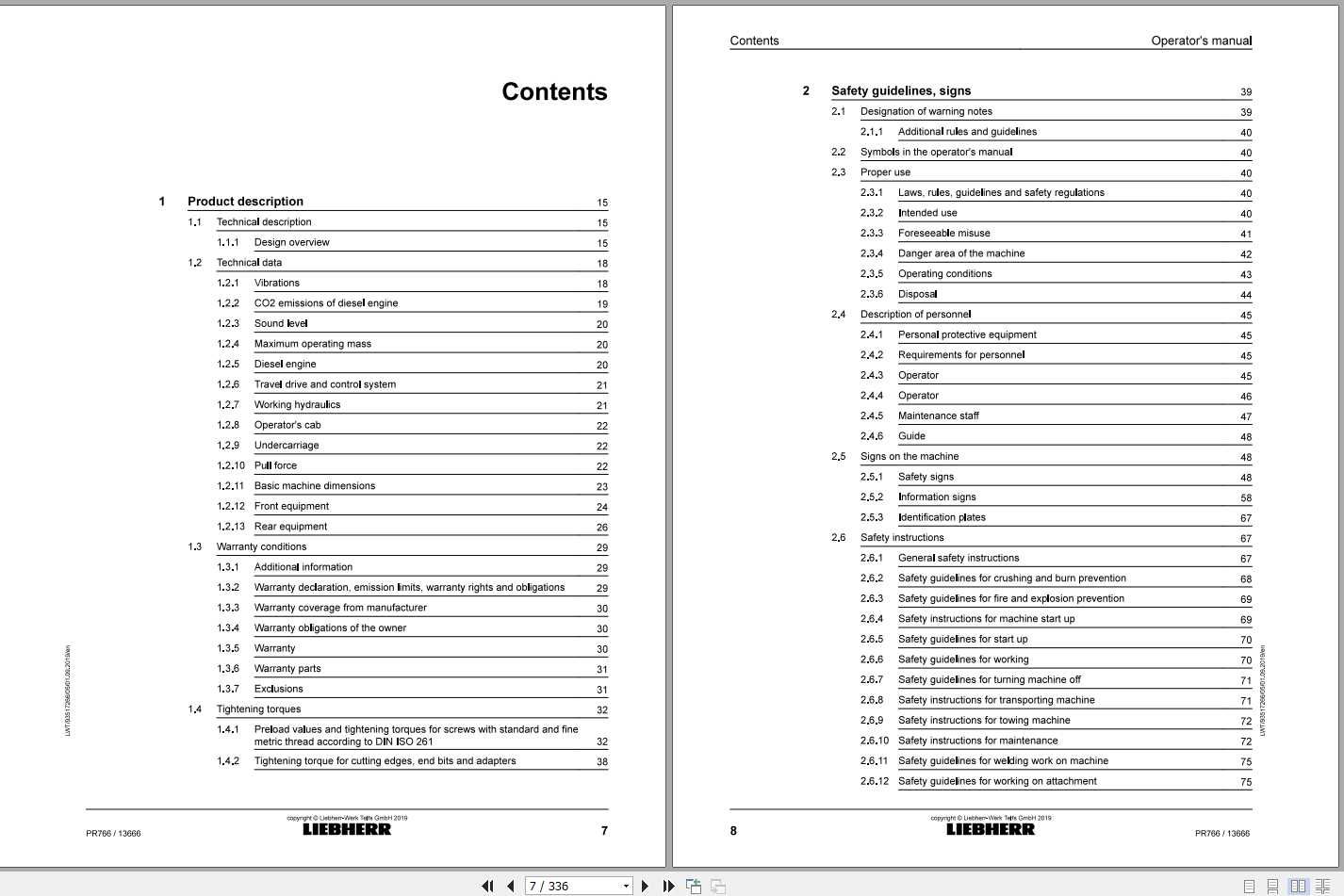 Liebherr Crawler Dozer Series 6 PR766_1421_13666_US Operator's Manual