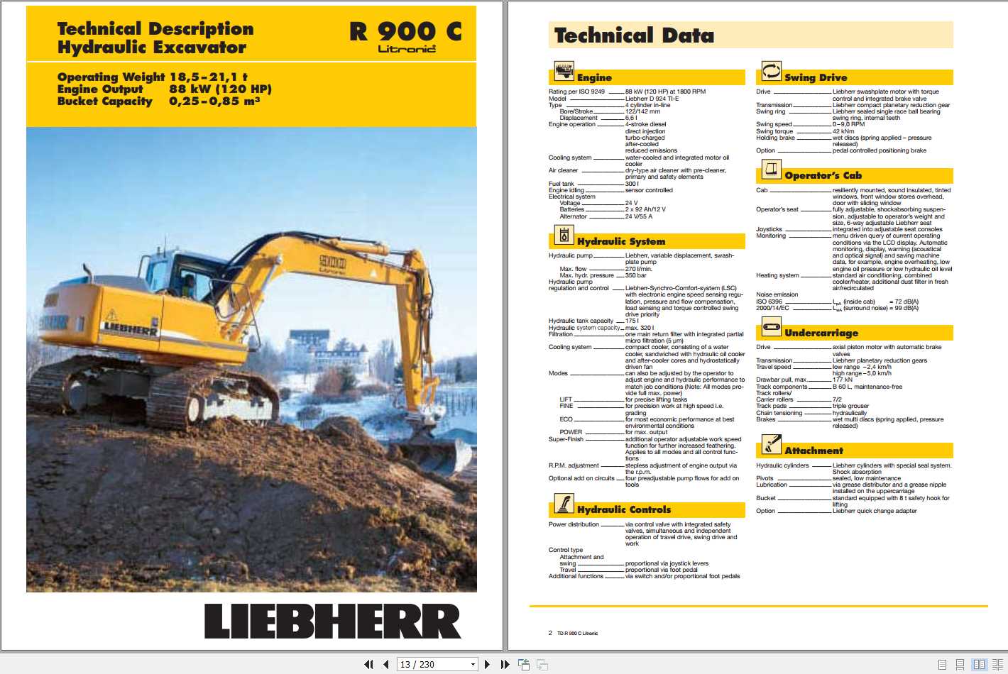 Liebherr Crawler Excavator R900C Litronic Operator's Manual