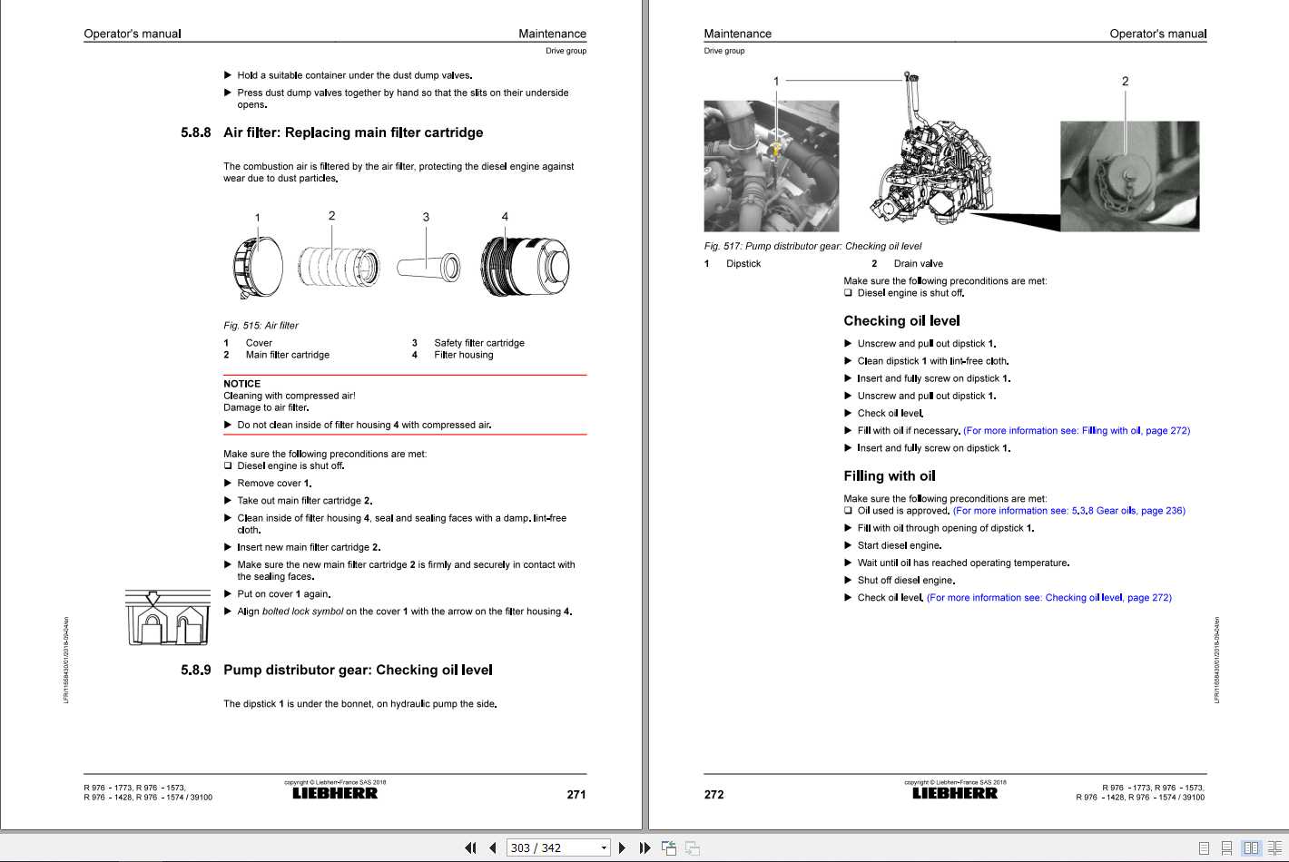 Liebherr Crawler Excavator R976 Operator's Manual