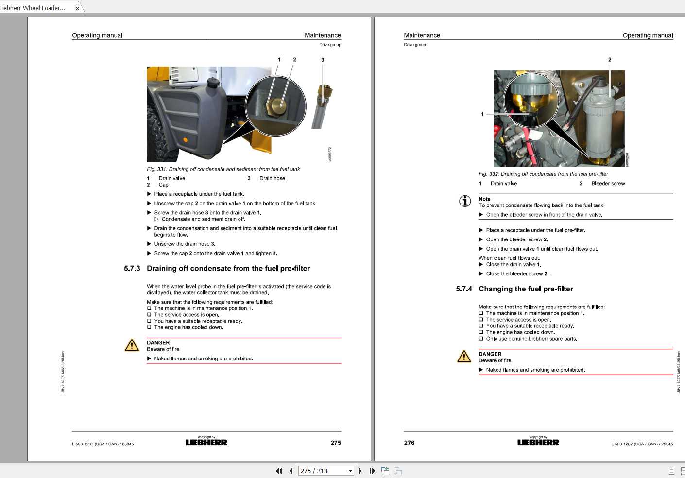 Liebherr Wheel Loader L528-1267(USA-CAN) S.N-25345 Operators Manual