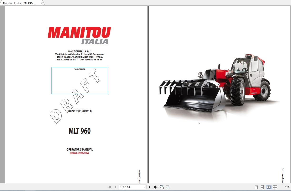 Manitou Telehandler MLT960 Operators Manual_648777
