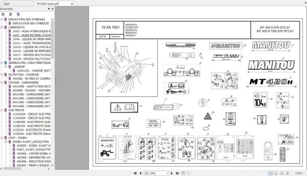 Manitou Telehandler MT420H Parts Manual_647739