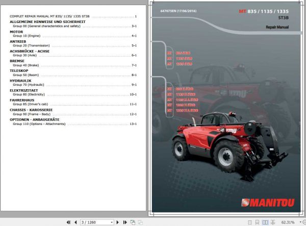 Manitou Telehandler MT835-1135 ST3B Repair Manual_647075
