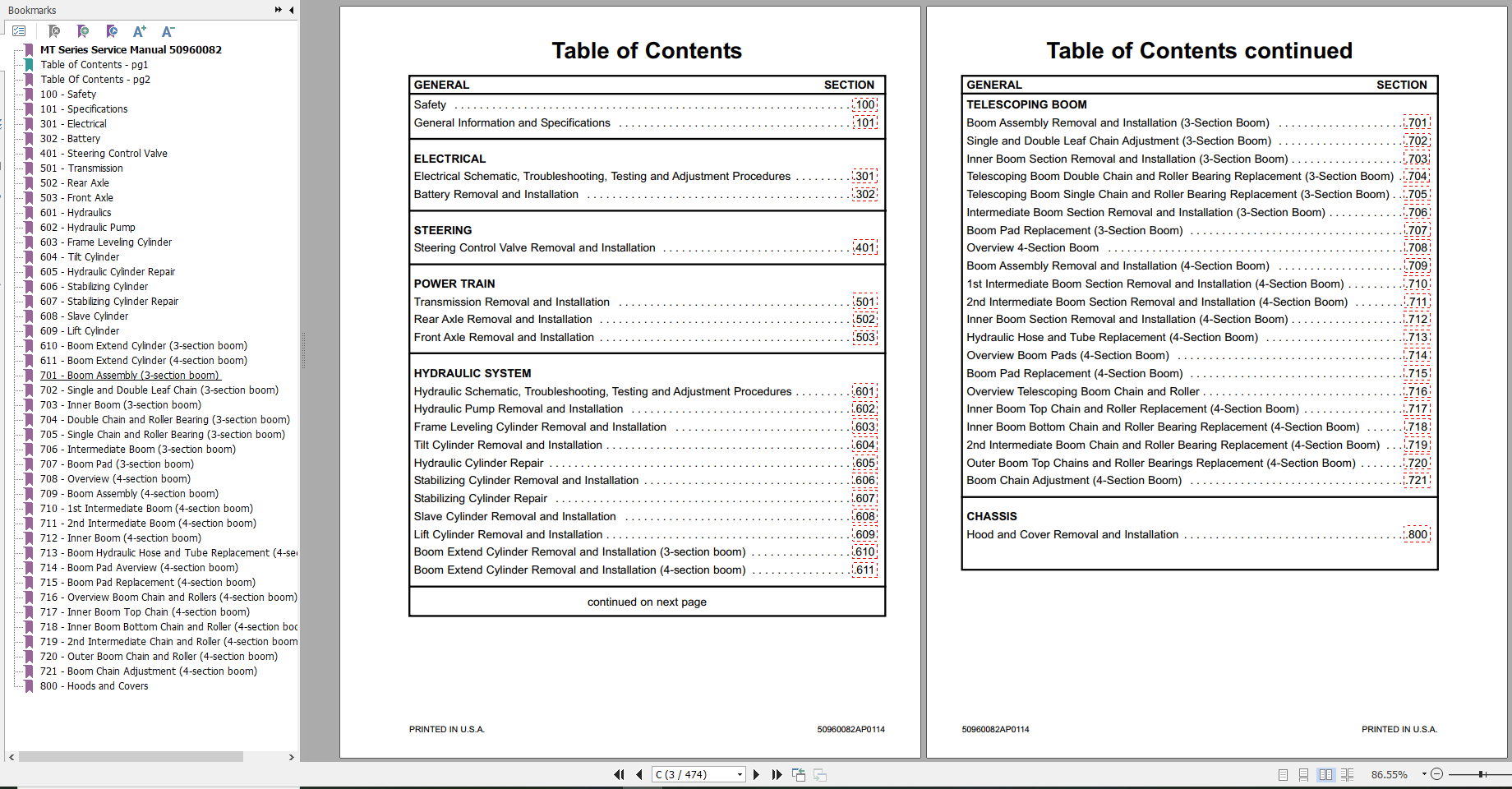 Manitou Telescopic Handler MTA8044 Service Manual_EN