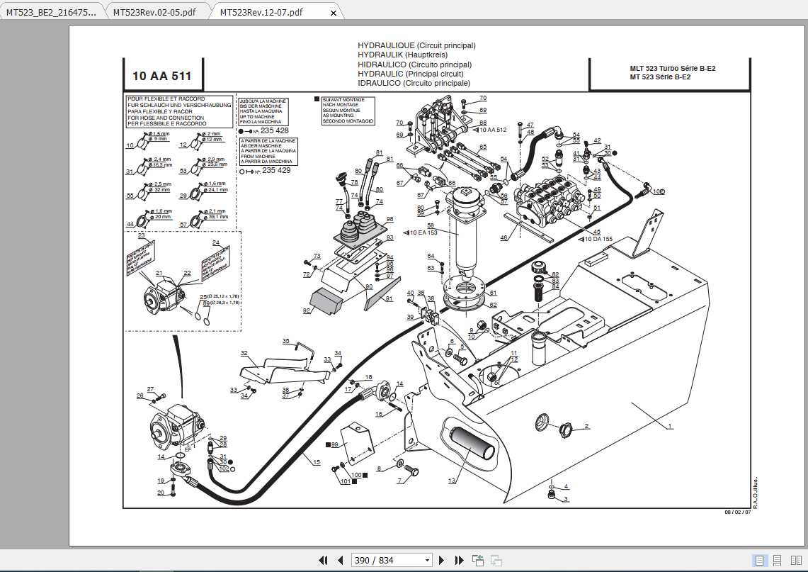 Manitou Telescopic Loader MT 523 Parts Manual