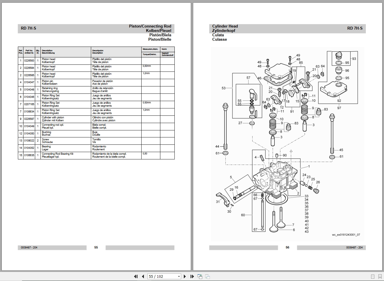 Wacker Neuson Walk-Behind Rollers RD 7H-S Parts Manual_0009487